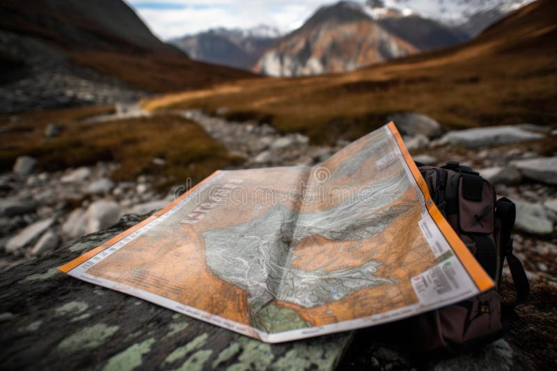 Guidebook with Map and List of Trail Markers, during Hiking Trip in the ...