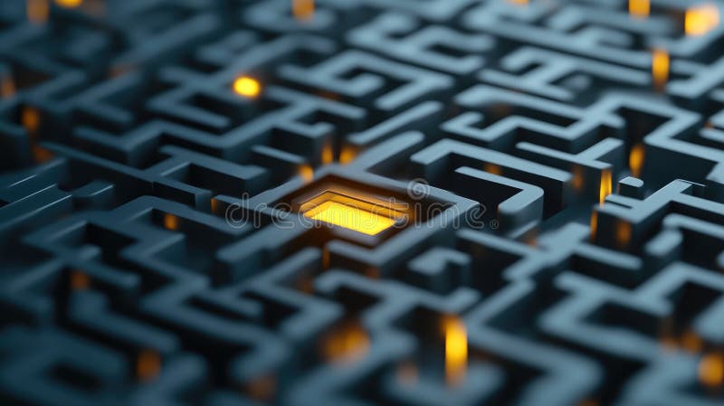 Guided Path through the Glowing Maze of Answers. Stock Illustration ...