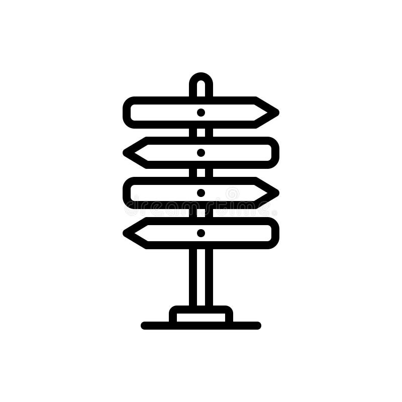 Black Line Icon for Guideline, Direction and Sign Stock Vector ...