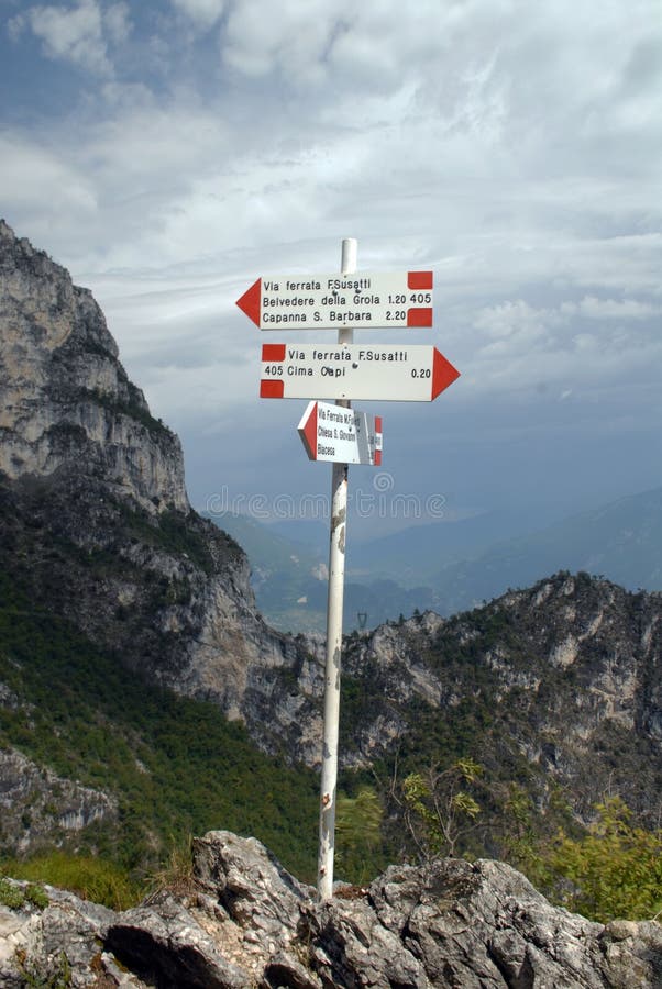 Guidepost - Via Ferrata in Italy Stock Photo - Image of mountains, riva ...