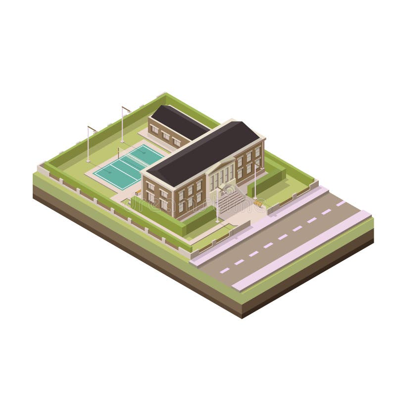 Isometric School. Vector Isometric Illustration Stock Vector ...