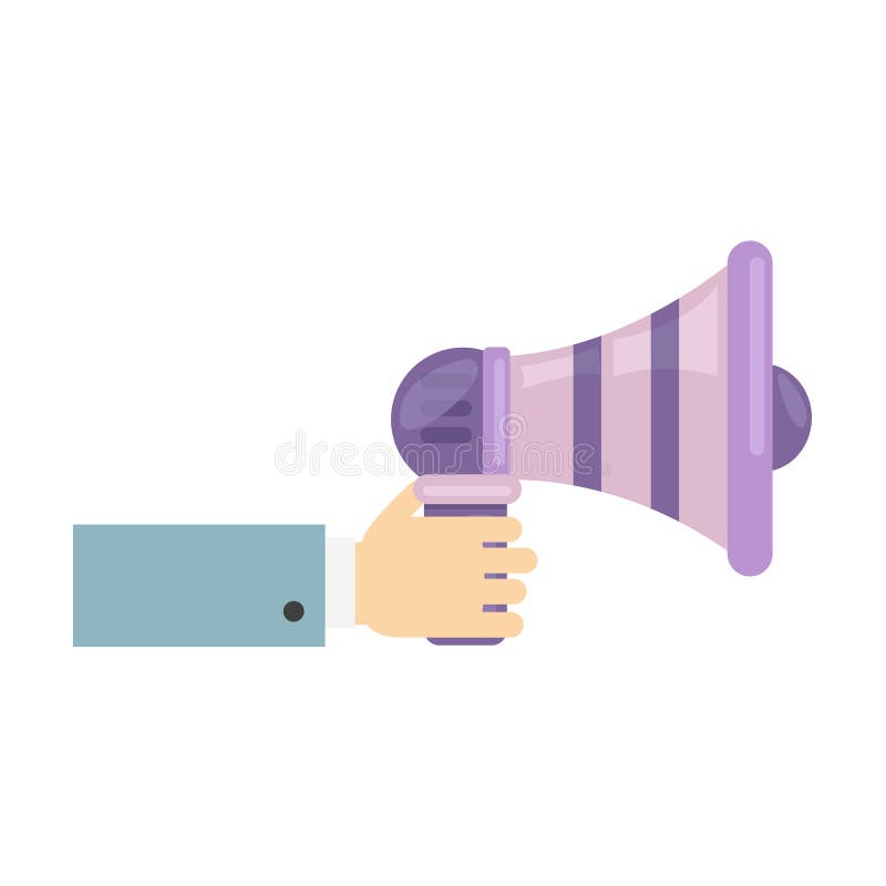 Hand Holding Megaphone Icon. Flat Illustration of Hand Holding ...