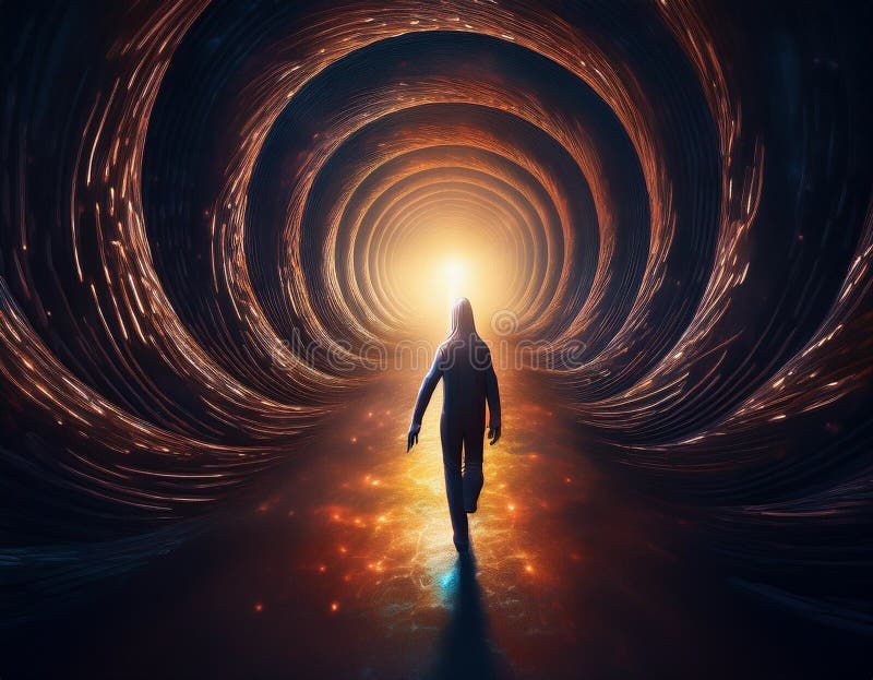 A Guiding Hand Gesture Leading through a Dark Tunnel with Light at the ...