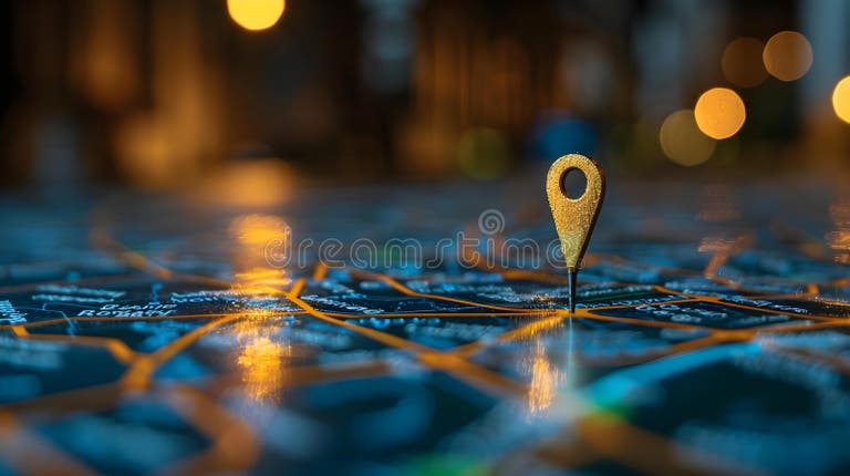 Guiding Pinpoint on Illuminated Digital Map. Concept Navigation ...