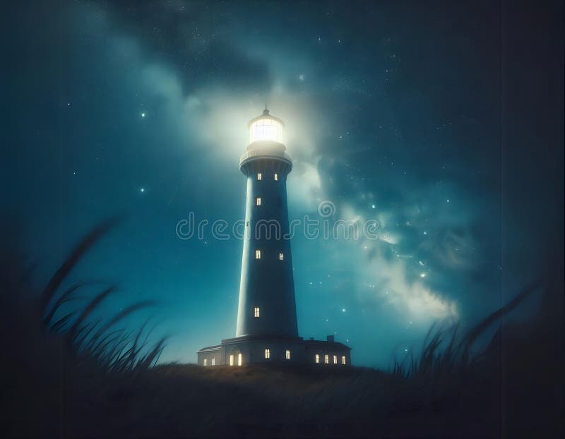 Guiding the Sail in a Starry Sky Stock Illustration - Illustration of ...