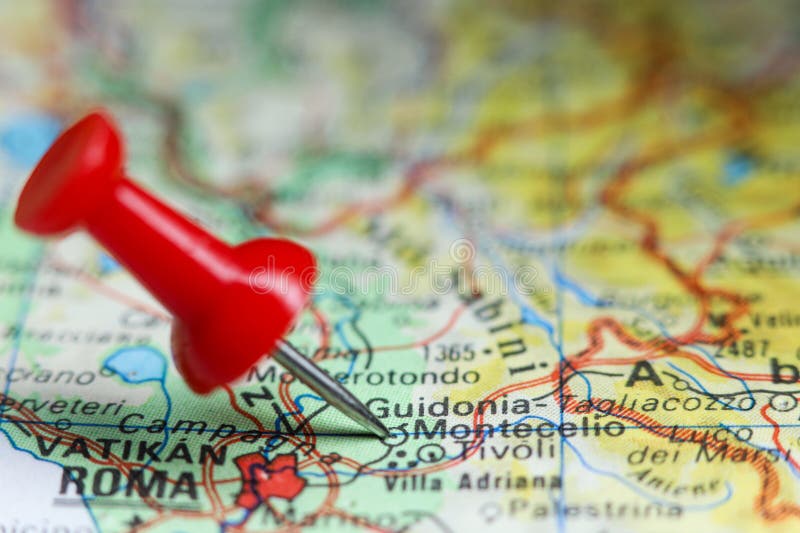 Guidonia Montecelio, Italy Pin on Map Stock Image - Image of europe ...