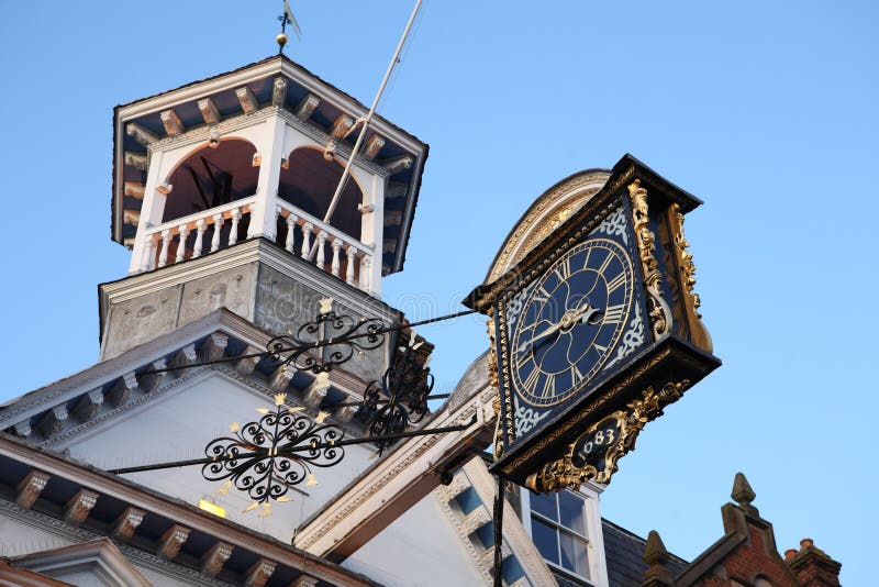 Guildford Clock stock photo. Image of tower, carved, hall - 4818728