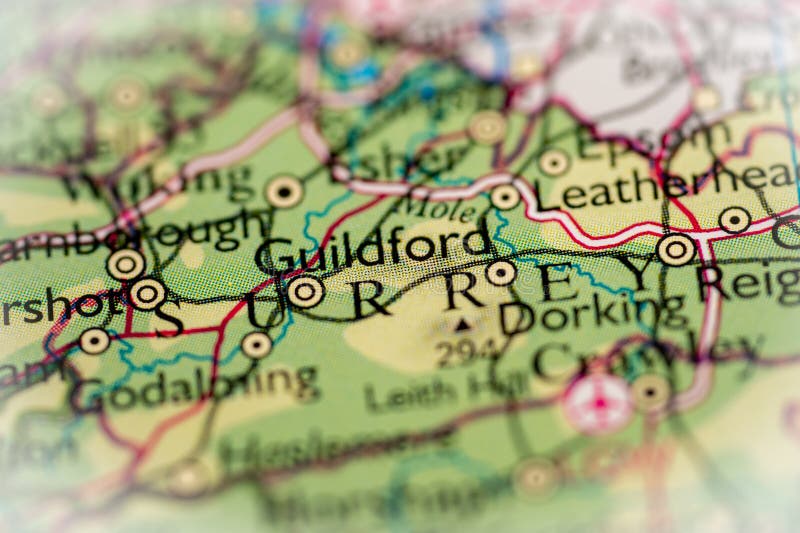 Guildford, England Highlighted on a World Map Stock Image - Image of ...