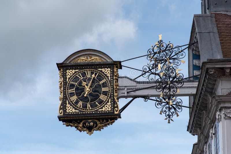 Guildford High Street, Clock Stock Image - Image of england, ornate ...