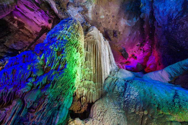 Guilin Silver Caves Light Up Editorial Image - Image of tourism ...