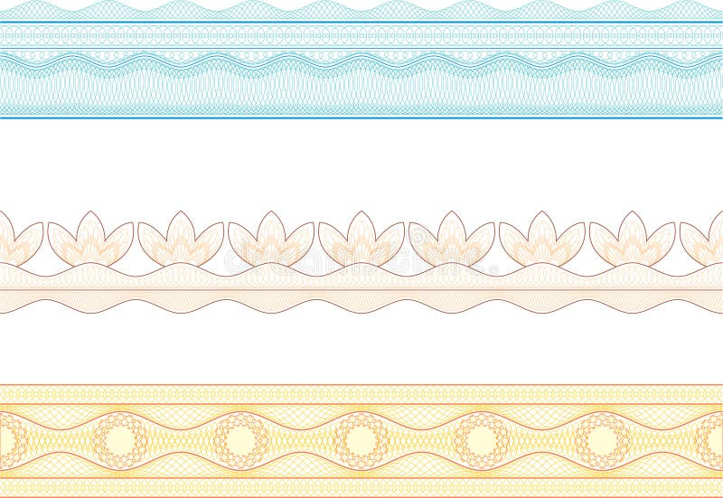 Guilloche Patterns. Bank Money Security, Banknotes Seamless Engraving ...