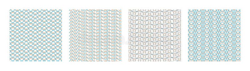 Guilloche Grid. Seamless Banknote Line Backgrounds, Abstract Watermark ...