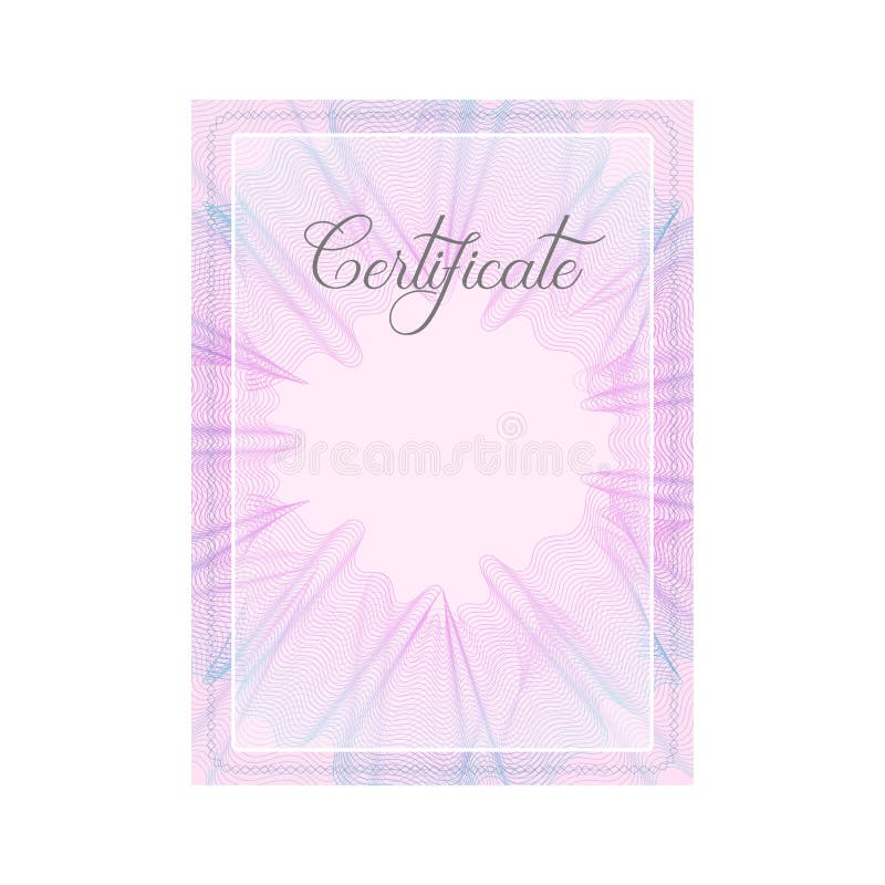 Guilloche Official Pink Certificate with Frame Stock Vector ...