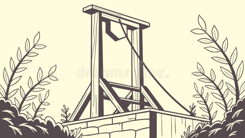 Guillotine in Rustic Field Vector Art, Historical Tool in Natural ...