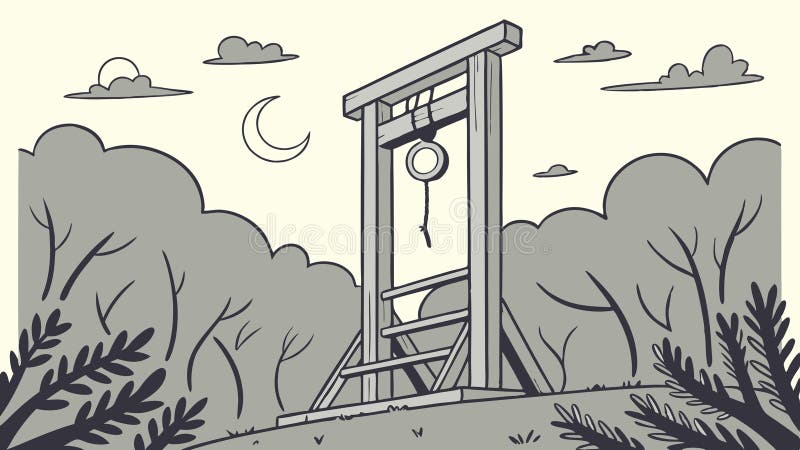 Guillotine Stands Alone in Stark, Dramatic Landscape, Vector Design ...
