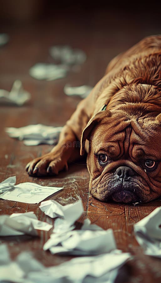 Guilty Dog Amidst Shredded Paper a Portrait of Canine Mischief and ... Guilty Dog Amidst Shredded Paper a Portrait of Canine Mischief and ...