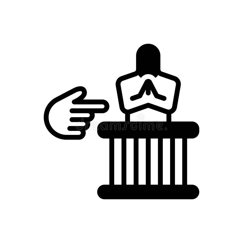 Black Solid Icon for Guilty, Criminal and Witness Stock Illustration ...