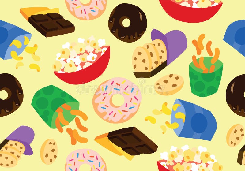 Guilty Snacks Seamless Background Stock Illustration - Illustration of ...