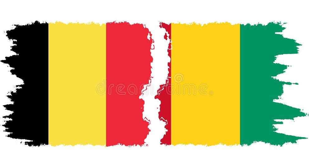 Guinea and Belgium Grunge Flags Connection Vector Stock Vector ...