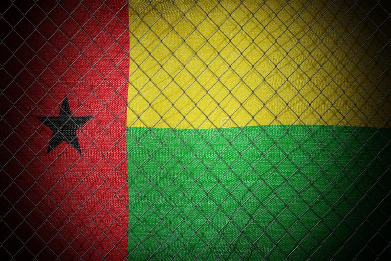 Guinea Bissau Flag and Wire Mesh Fence Stock Illustration ...