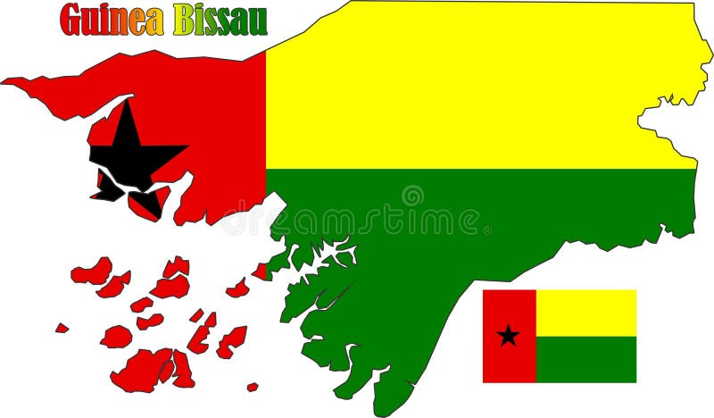 Guinea Bissau Map and Flag Illustration Vector Stock Vector ...