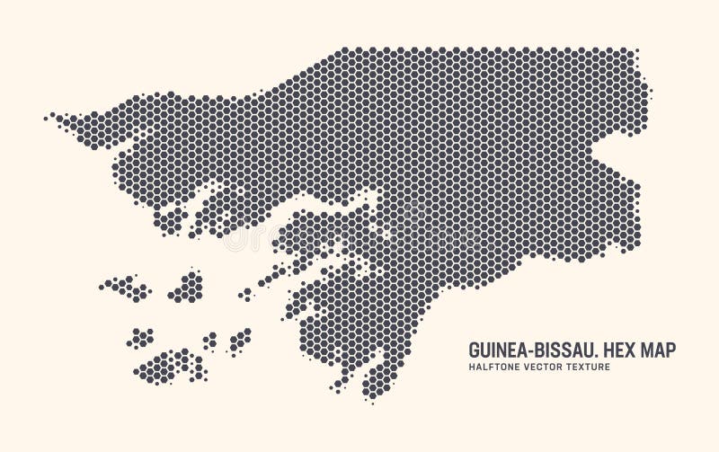 Guinea-Bissau Map Vector Hexagonal Halftone Pattern Isolated on Light ...