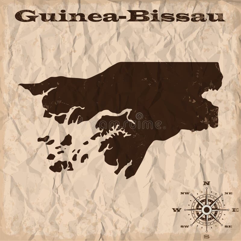 Guinea-Bissau Old Map with Grunge and Crumpled Paper. Vector ...