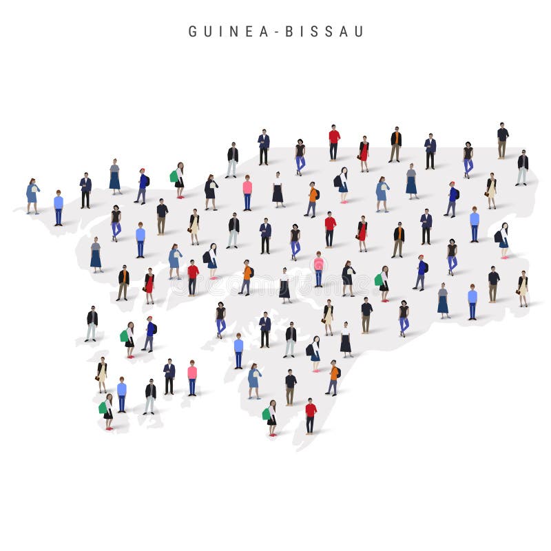 Guinea-Bissau Population Map. Large Group of People in a Shape of Map ...