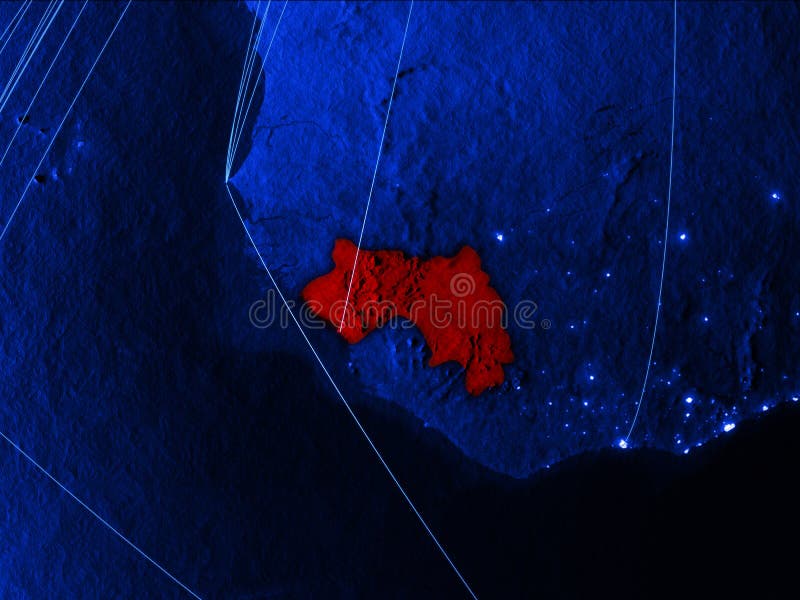 Guinea on Blue Digital Map with Networks. Concept of International ...