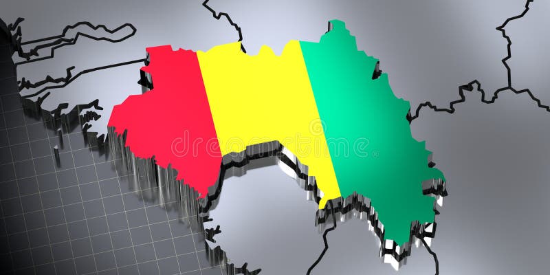Guinea - borders and flag stock illustration. Illustration of africa ...