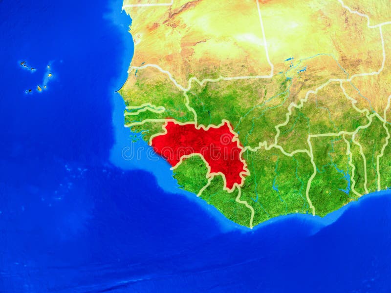 Guinea on Earth with Borders Stock Photo - Image of africa, countries ...