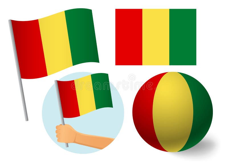 Guinea flag icon set stock illustration. Illustration of flag - 155974399