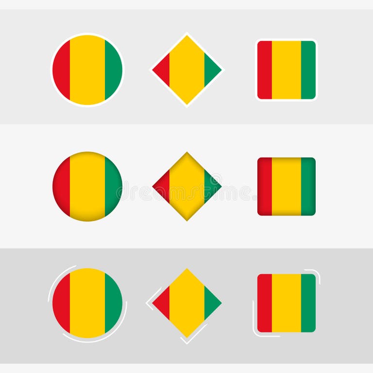 Guinea Flag Icons Set, Vector Flag of Guinea Stock Vector ...