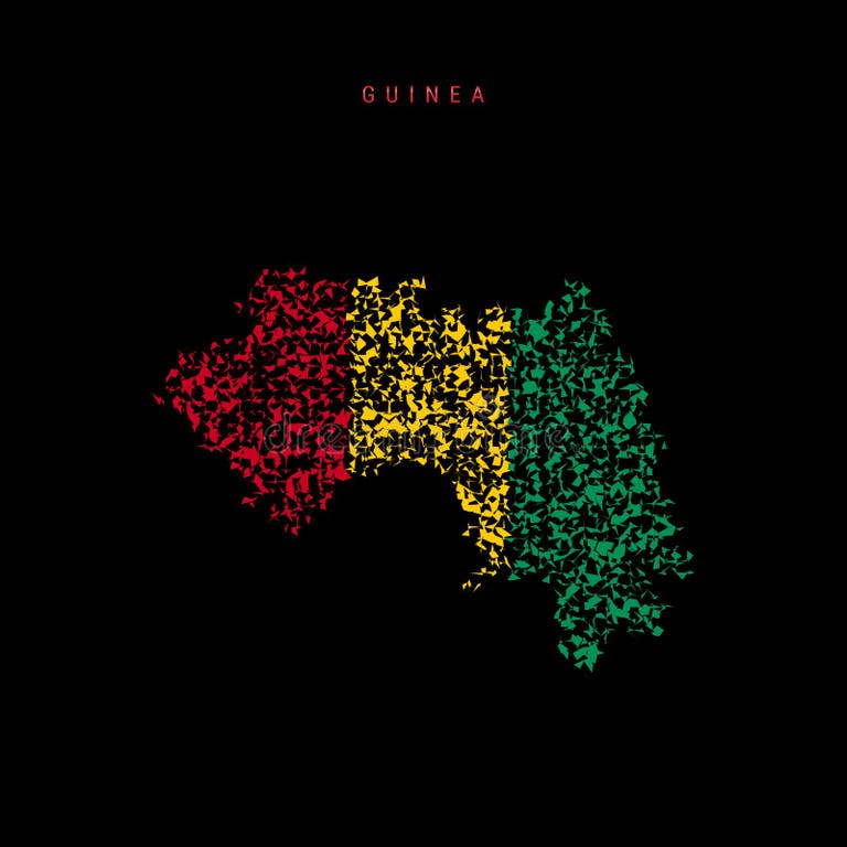 Guinea Flag Map, Chaotic Particles Pattern in the Republic of Guinea ...