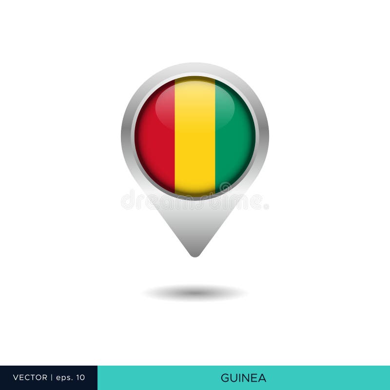Guinea Flag Map Pin Vector Design Template. Stock Vector - Illustration ...