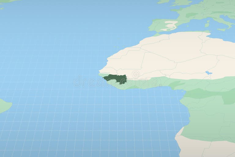 Guinea Highlighted on a Detailed Map, Geographic Location of Guinea ...