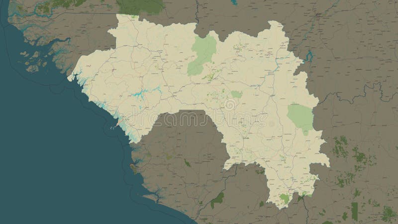 Guinea Highlighted. Topo Humanitarian Stock Illustration - Illustration ...
