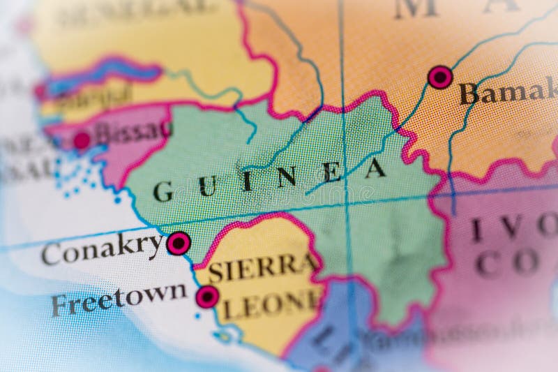 Guinea Highlighted on a World Map Stock Photo - Image of area ...