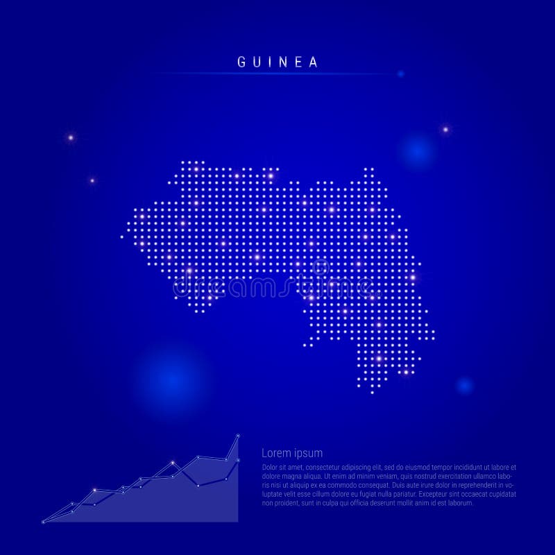 Guinea Illuminated Map with Glowing Dots. Dark Blue Space Background ...