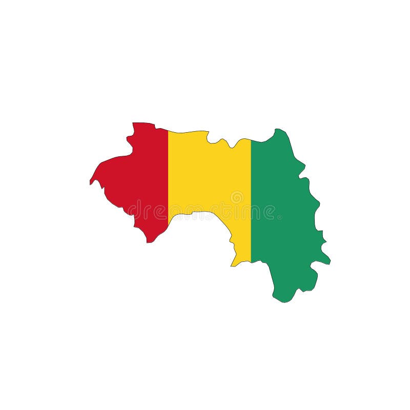 Guinea National Flag in a Shape of Country Map Stock Vector ...