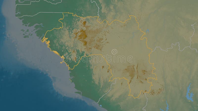 Guinea - overview. Relief stock illustration. Illustration of africa ...