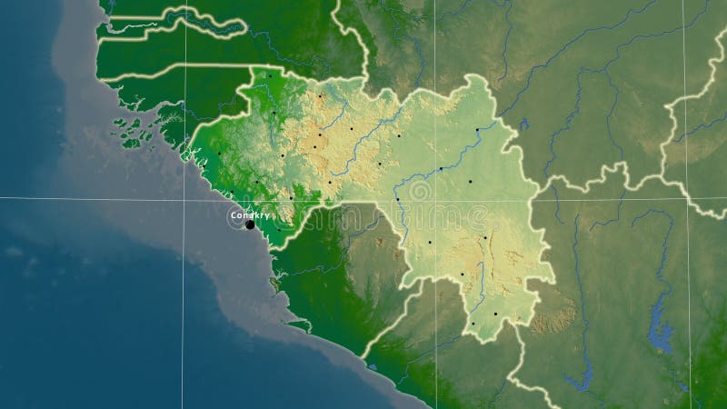 Guinea - Physical. Composition, Borders Stock Illustration ...