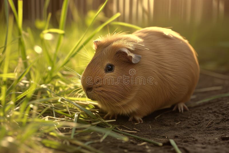Guinea Pig Exploring a Patch of Grass, Outdoor Sunlight Stock Photo ...