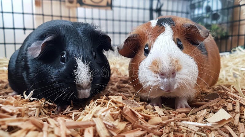 Guinea Pigs Exploring Their Cage Together, always Staying Side by Side ...