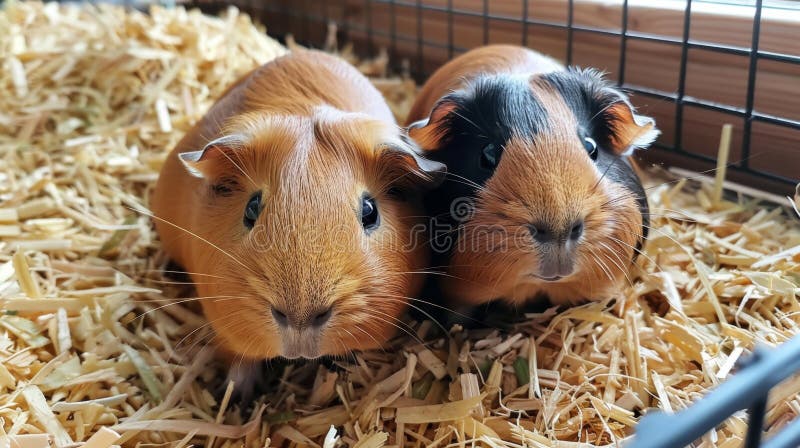 Guinea Pigs Exploring Their Cage Together, always Staying Side by Side ...