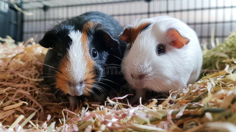 Guinea Pigs Exploring Their Cage Together, always Staying Side by Side ...
