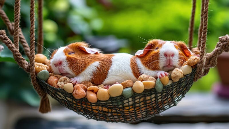 Guinea Pigs Sleeping Hammock Garden Outdoors Pet Stock Photo - Image of ...