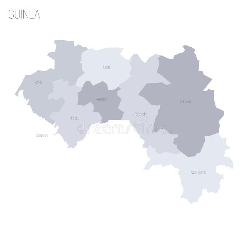 Guinea Political Map of Administrative Divisions Stock Vector ...