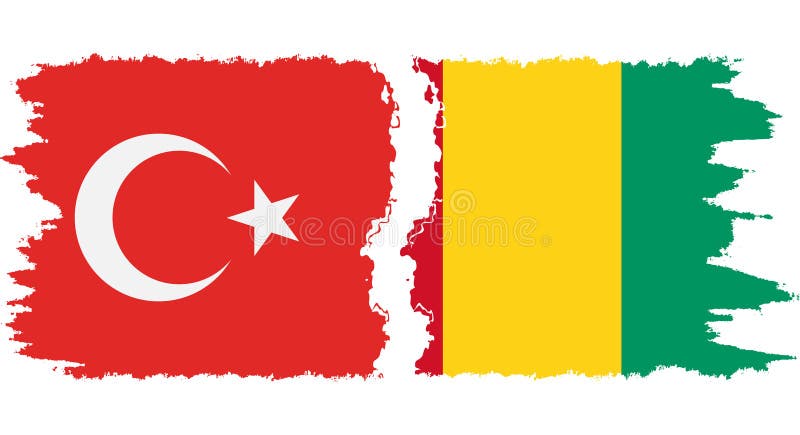 Guinea and Turkey Grunge Flags Connection Vector Stock Vector ...
