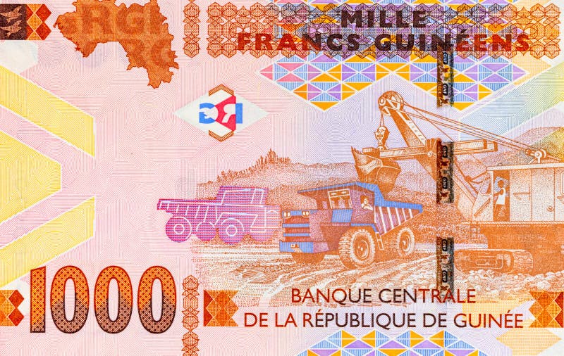 1000 Guinean Francs with the Image of Bauxite Mining by Open Pit Method ...